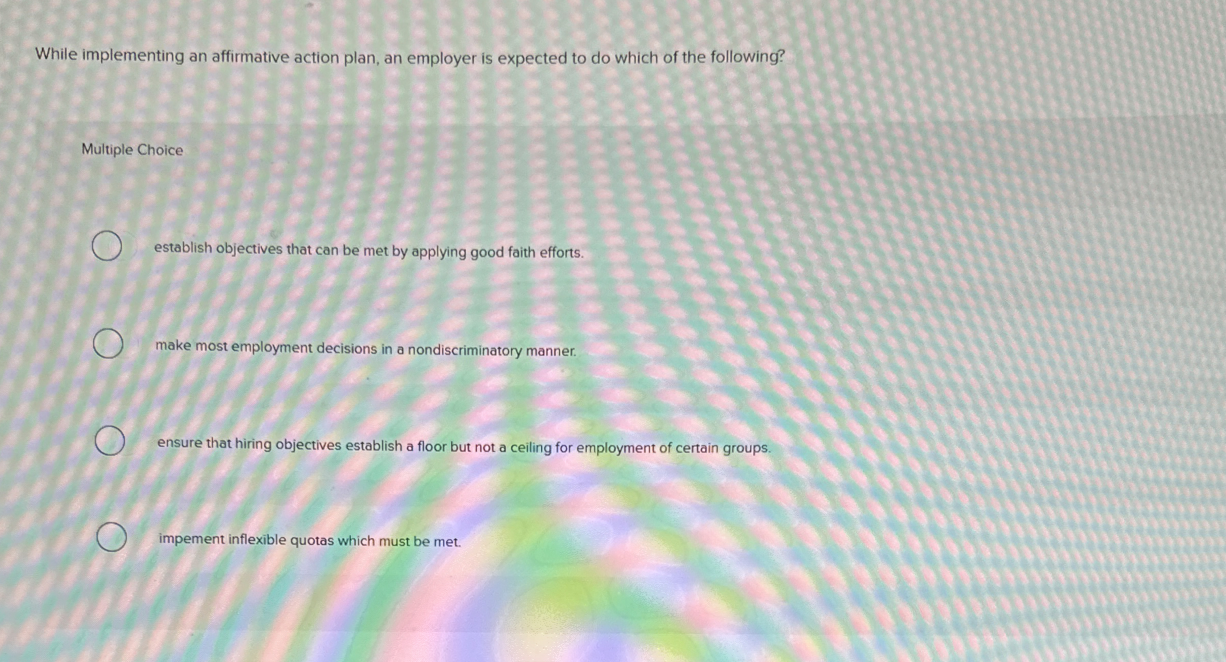 Solved While implementing an affirmative action plan, an | Chegg.com