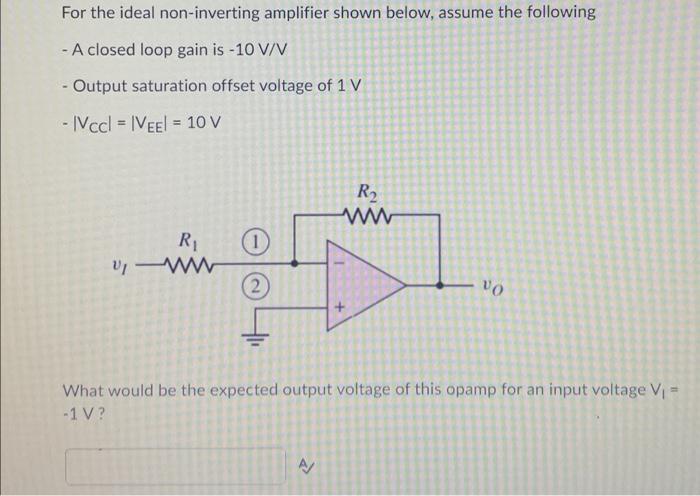 Solved For the ideal non-inverting amplifier shown below, | Chegg.com