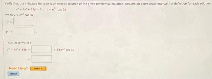 Solved Verify that the indicated function is an explicit | Chegg.com