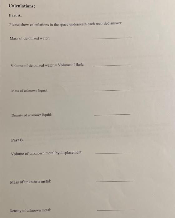 Solved Density of Liquids and Solids Data Table: Name: Part | Chegg.com