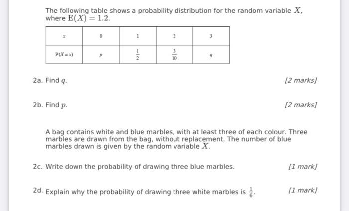 Solved The following table shows a probability distribution | Chegg.com