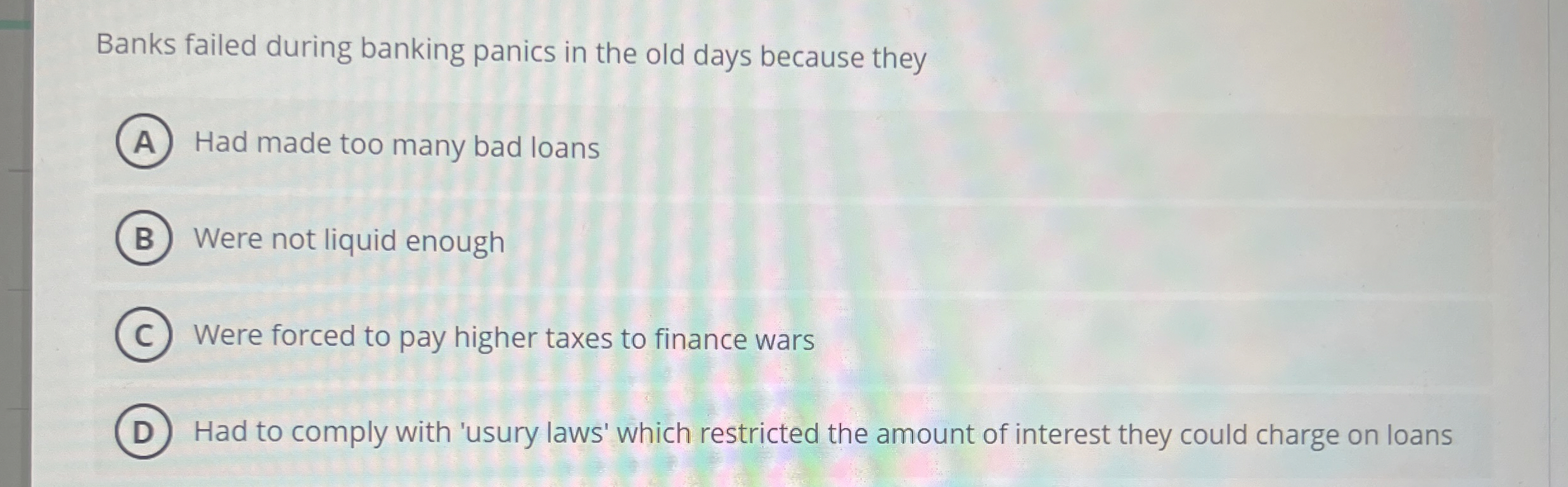 Solved Banks failed during banking panics in the old days | Chegg.com