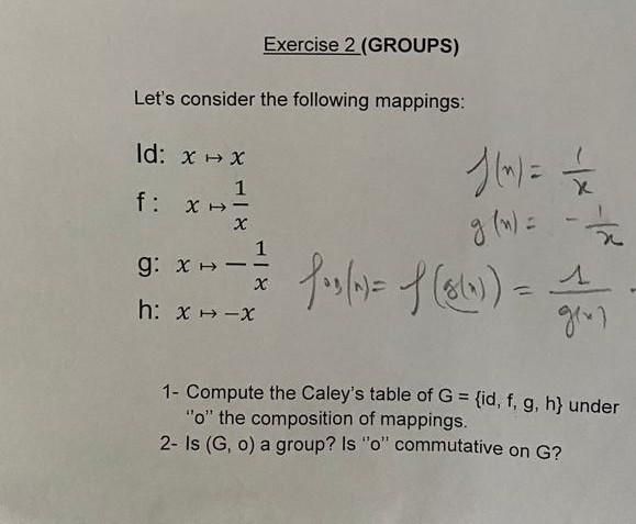 Solved Exercise 2 (GROUPS) Let's consider the following | Chegg.com