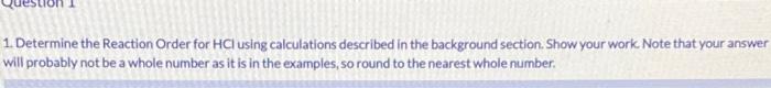 Solved (sec) Reaction "Rute" (sec−1)1. Determine the | Chegg.com