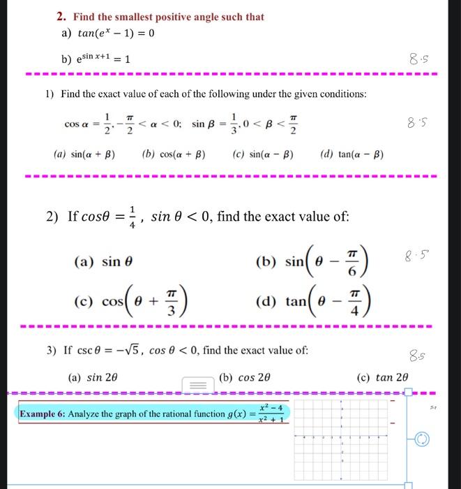 Solved 2. Find the smallest positive angle such that a) | Chegg.com