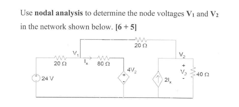 Solved Use nodal analysis to determine the node voltages V₁ | Chegg.com