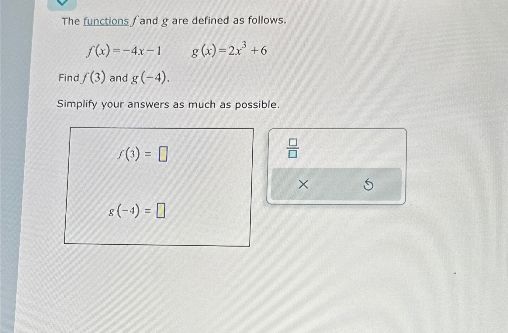 Solved The functions f ﻿and g ﻿are defined as | Chegg.com