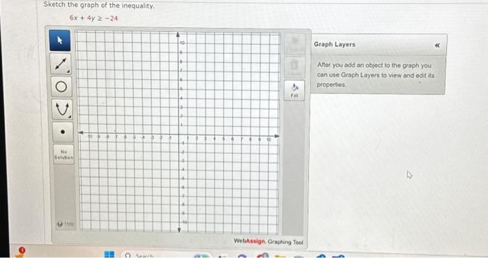 Solved Sketch the graph of the inequality. 6x+4y≥−24 Graph | Chegg.com
