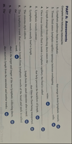 Solved PART A: AssessmentsComplete the following | Chegg.com