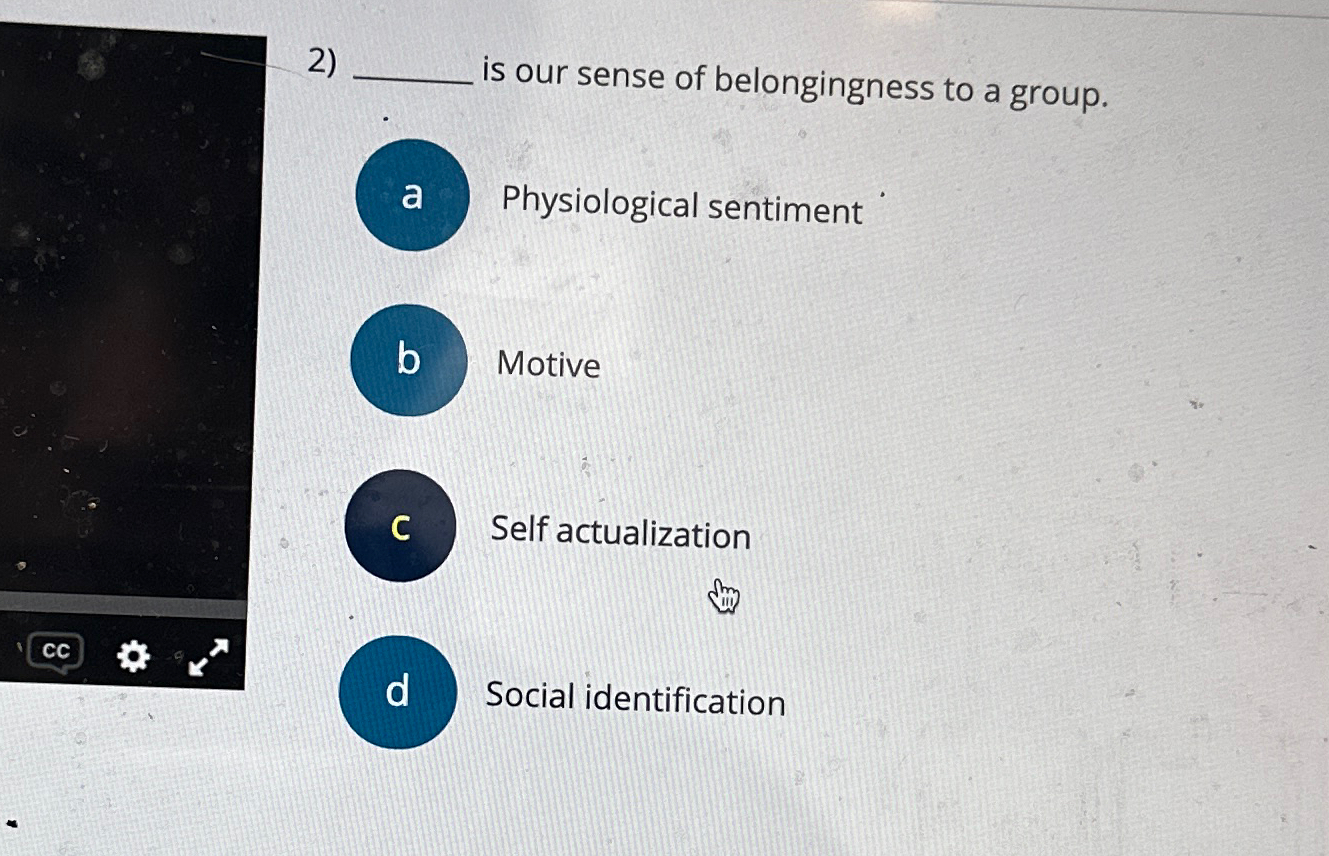 Solved is our sense of belongingness to a | Chegg.com