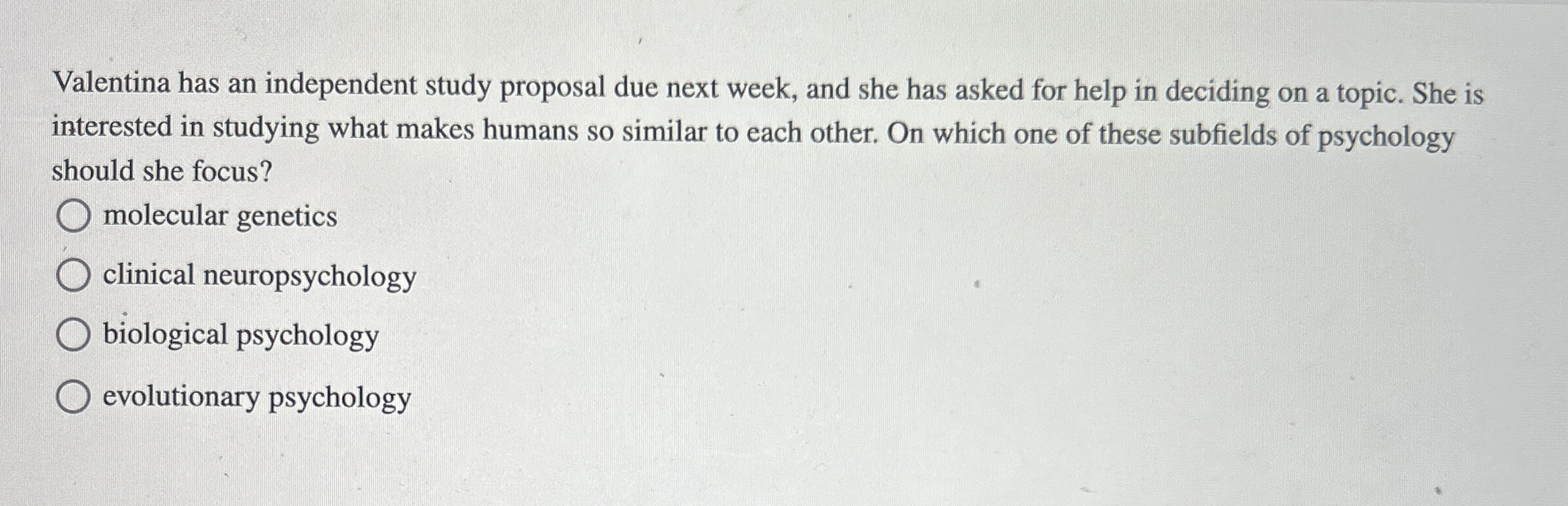 Solved Valentina has an independent study proposal due next | Chegg.com