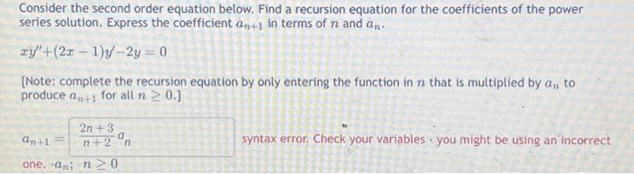 Solved Consider the second order equation below. Find a | Chegg.com