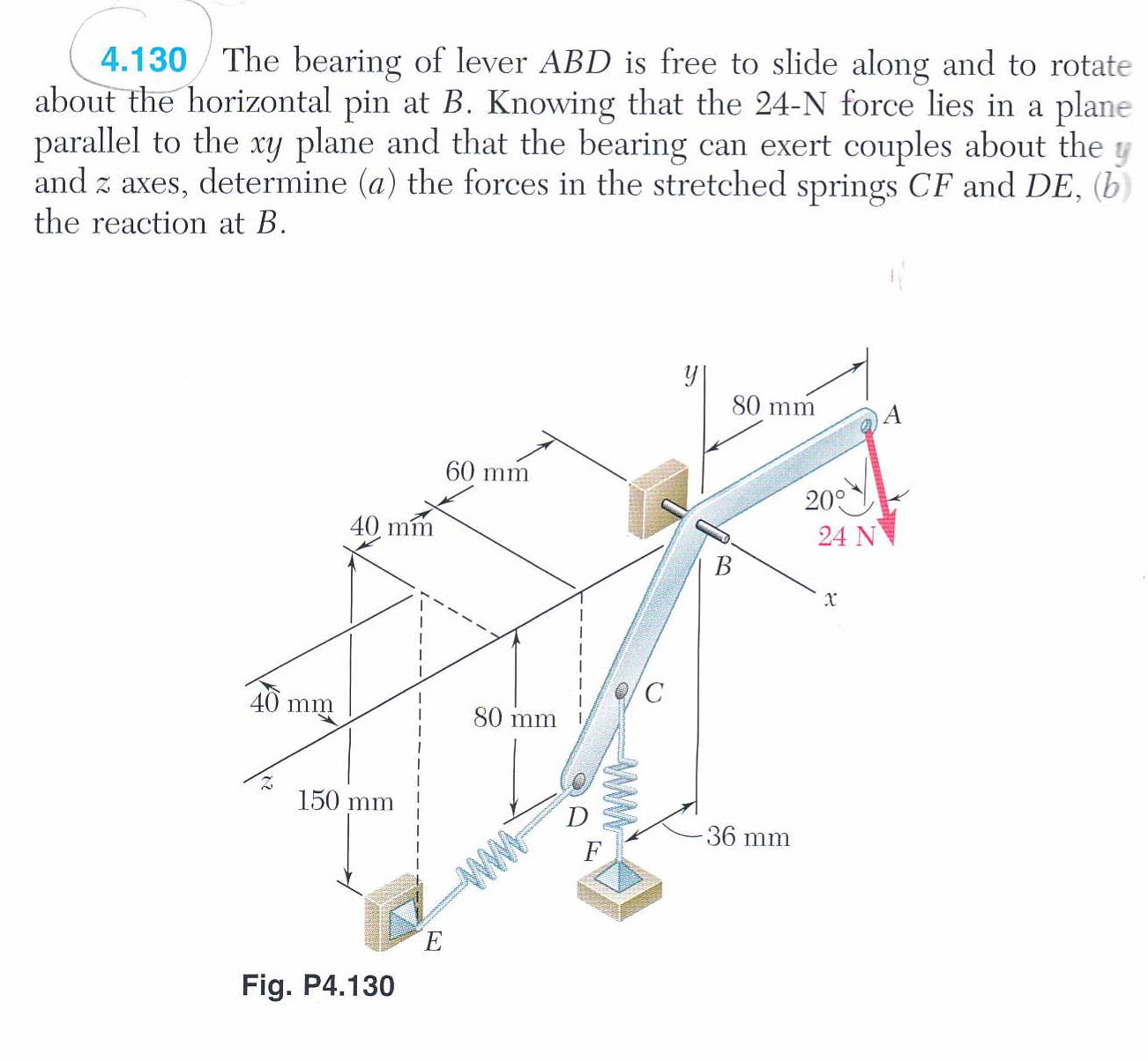 Solved The bearing of lever ABD is free to slide along and | Chegg.com