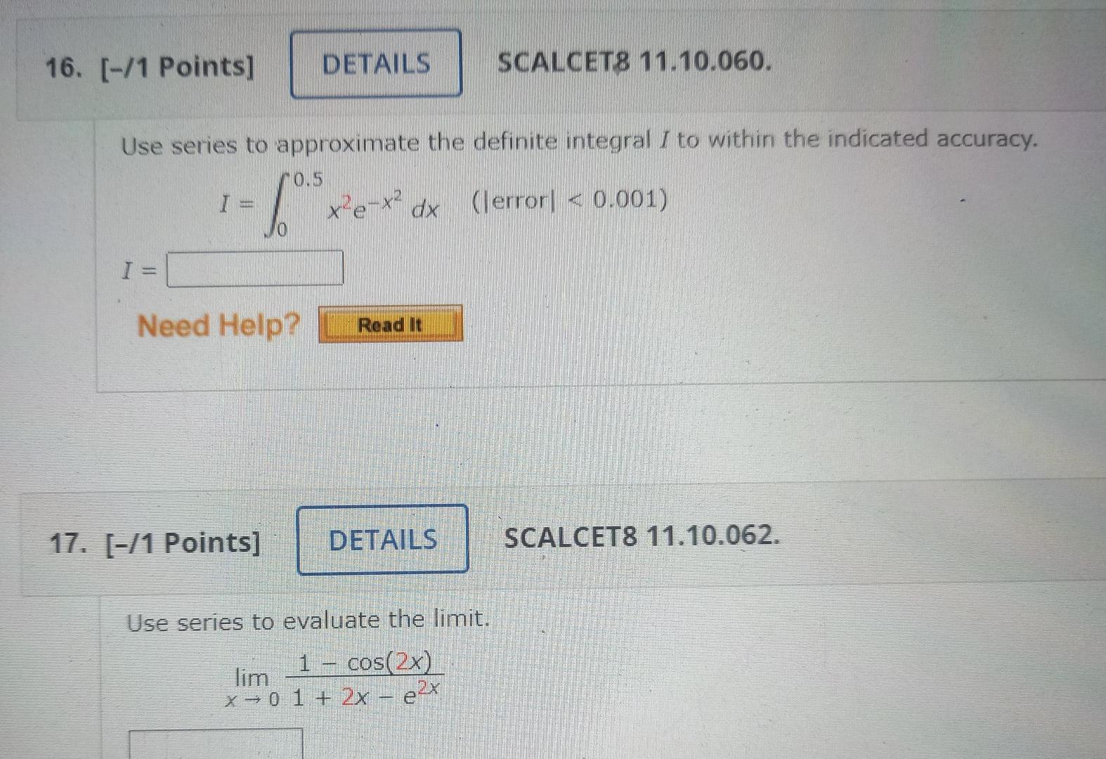 Solved 16. (-/1 Points) DETAILS SCALCET8 11.10.060. Use | Chegg.com