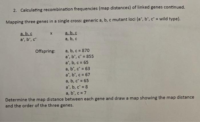 Solved 2. Calculating recombination frequencies (map | Chegg.com