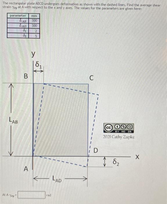 Solved The rectangular plate ABCD undergoes deformation as | Chegg.com