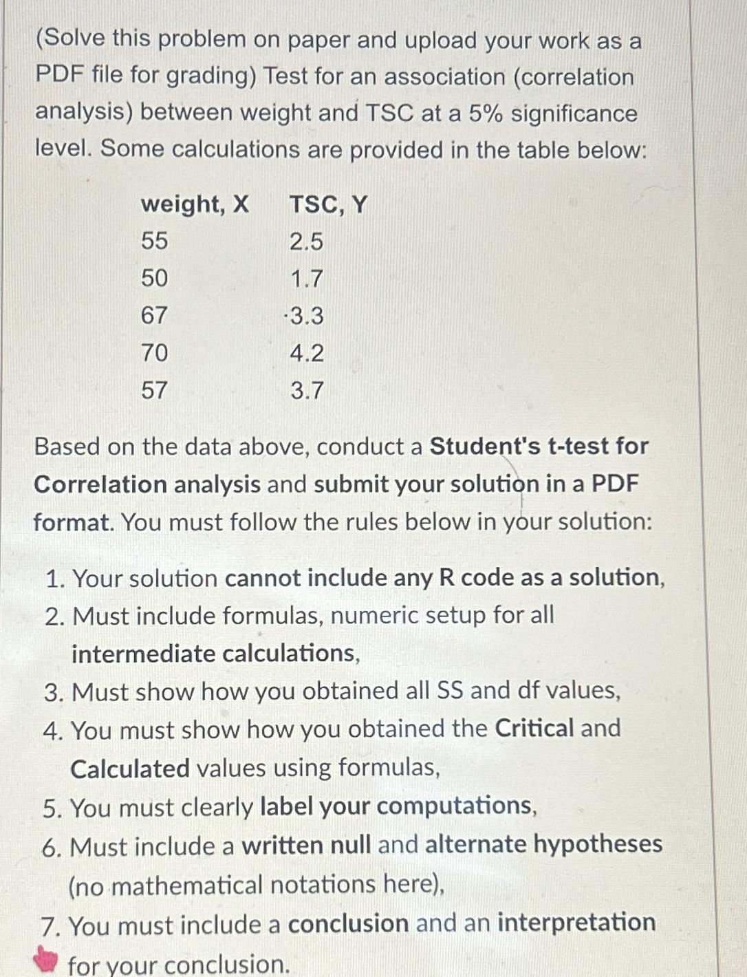 Solved (Solve this problem on paper and upload your work as | Chegg.com