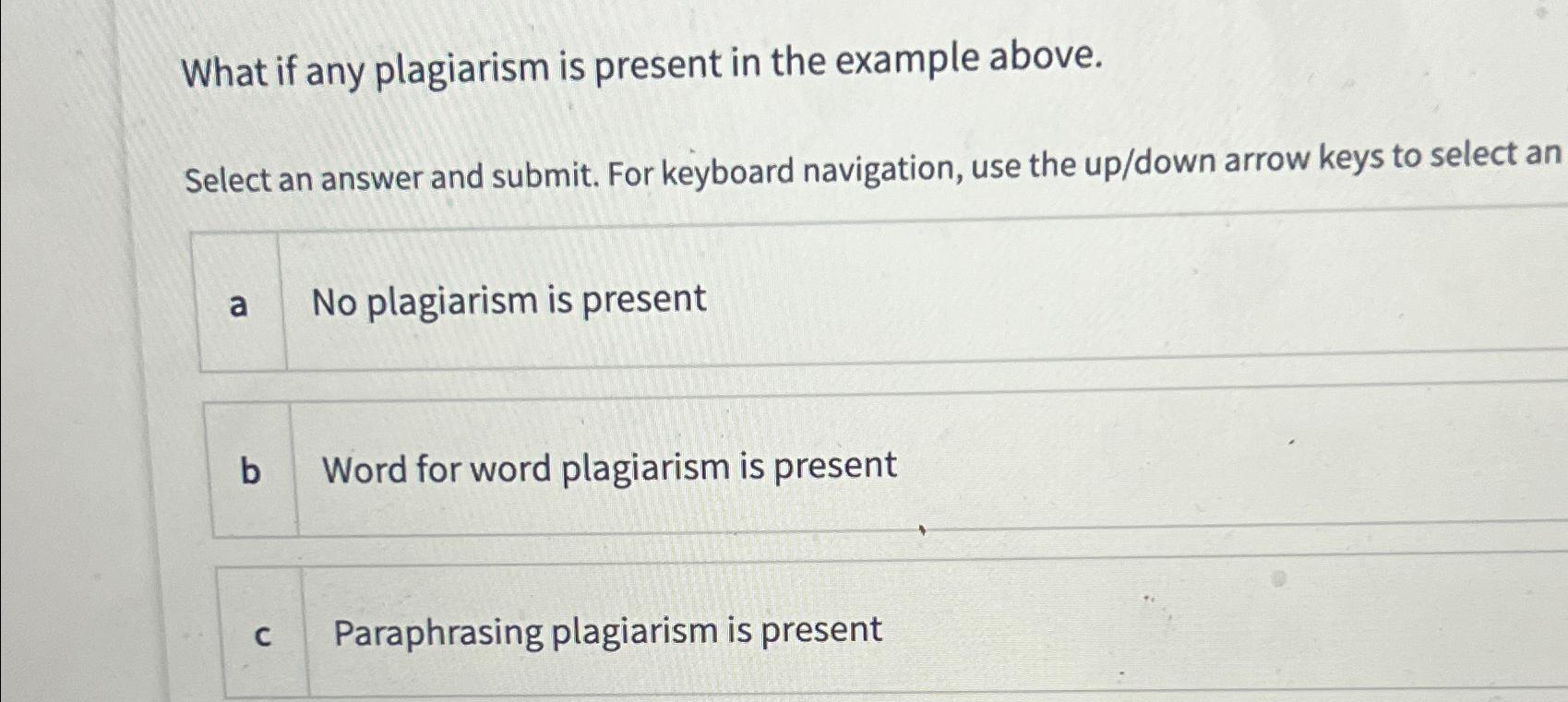 Solved What if any plagiarism is present in the example | Chegg.com