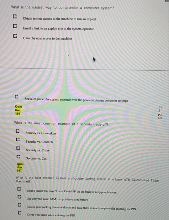 Solved What is the easiest way to compromise a computer | Chegg.com