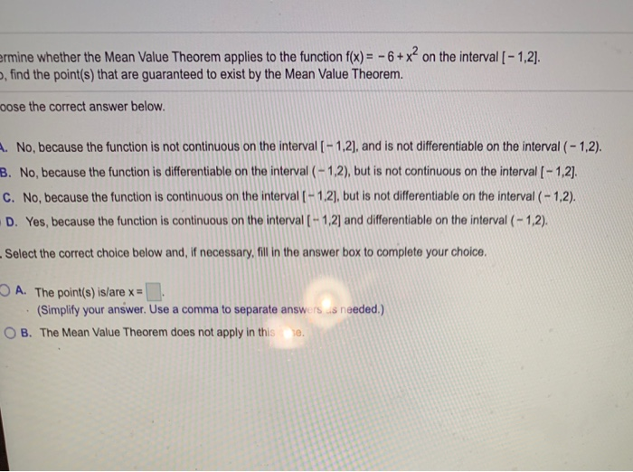 Solved ermine whether the Mean Value Theorem applies to the | Chegg.com