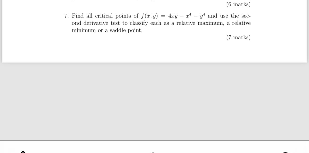 Solved (6 ﻿marks)7. ﻿Find all critical points of | Chegg.com