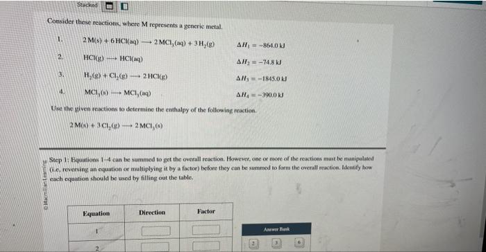 Solved Consider these reactions, where M represents a | Chegg.com