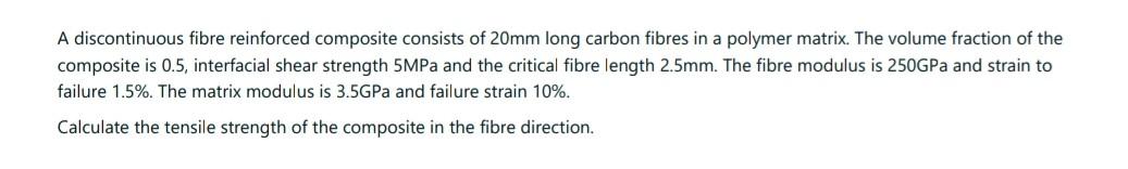 Solved A discontinuous fibre reinforced composite consists | Chegg.com