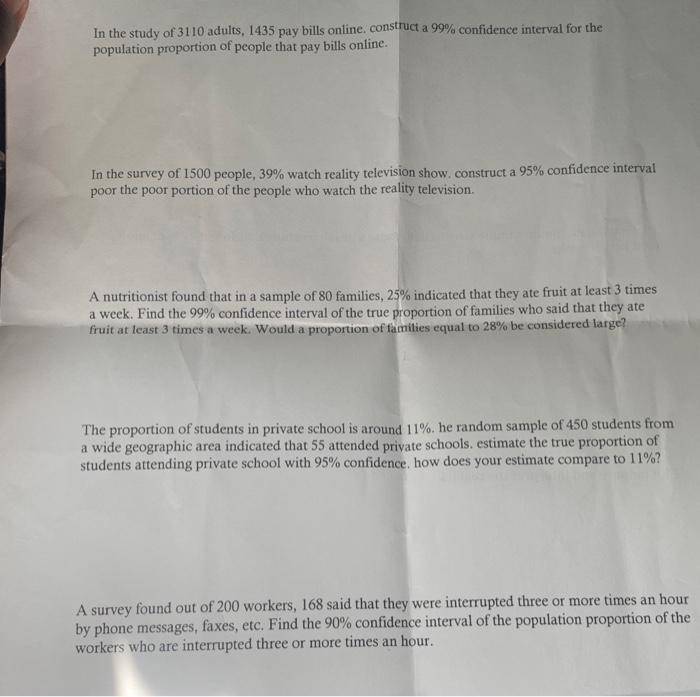Solved In the study of 3110 adults, 1435 pay bills online. | Chegg.com