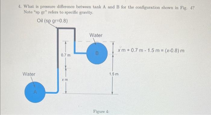 Solved 4. What is pressure difference between tank A and B | Chegg.com