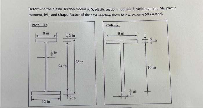 Solved Determine the elastic section modulus, S, plastic | Chegg.com