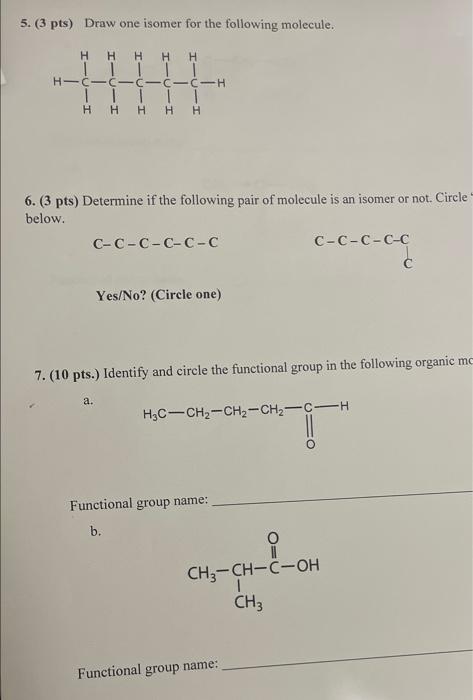 Solved 4. (8 pts) Give the name for the following organic | Chegg.com