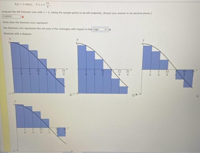 Solved f(x)=3cos(x),0≤x≤43π evaluate the left Riemann sum | Chegg.com