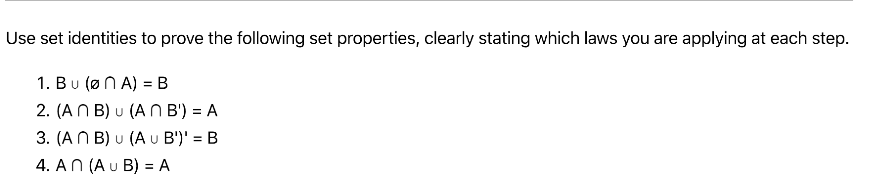 Solved Use set identities to prove the following set | Chegg.com