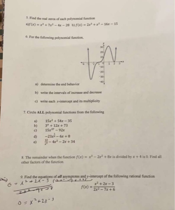 Solved 5. Find the real zeros of each polynomial function | Chegg.com