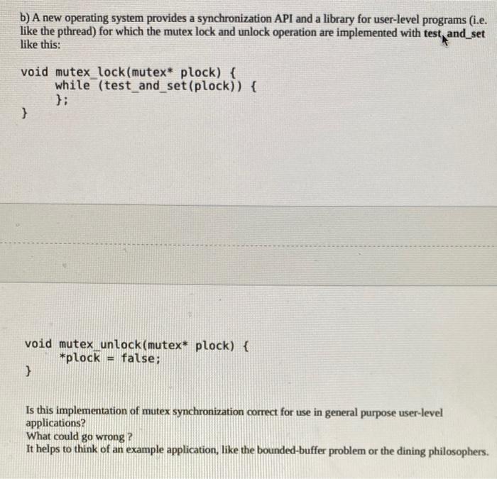 Solved b) A new operating system provides a synchronization | Chegg.com