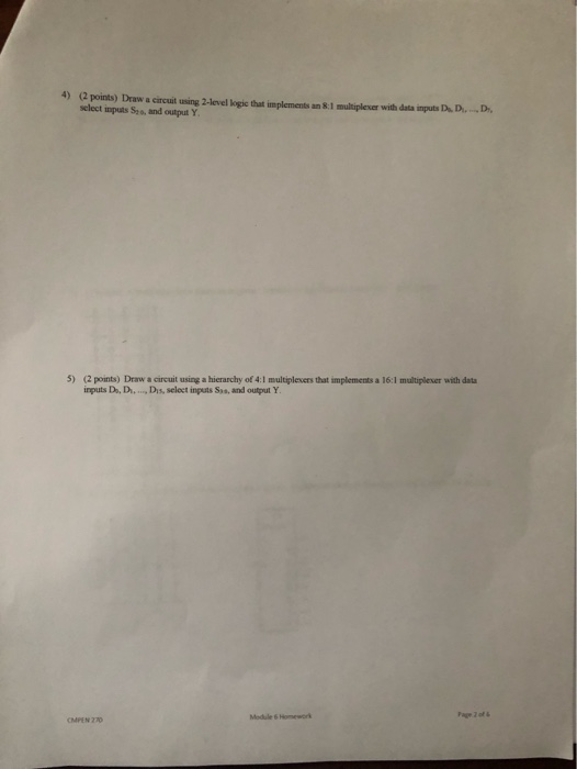 Solved 4) (2 points) Draw a circuit using 2-level logic that | Chegg.com