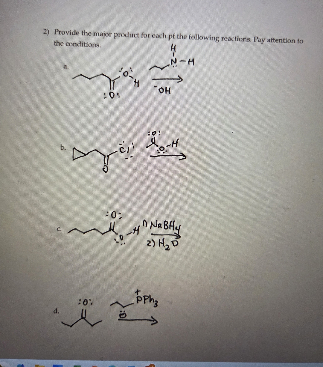 Solved Provide the major product for each pf the following | Chegg.com