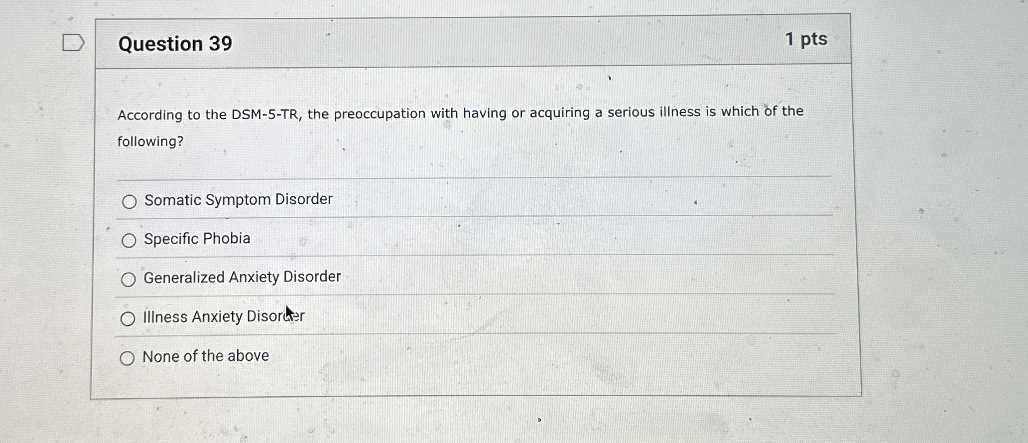 Solved Question 391 ﻿ptsAccording to the DSM-5-TR, ﻿the | Chegg.com