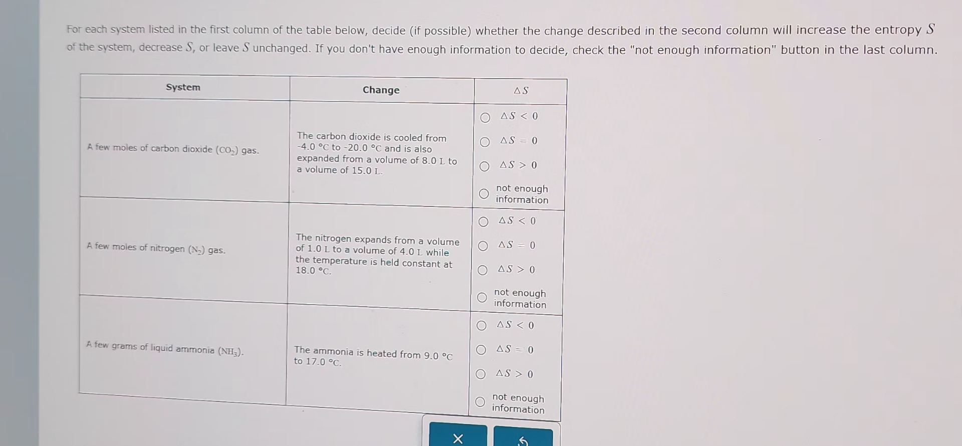 Solved For each system listed in the first column of the | Chegg.com
