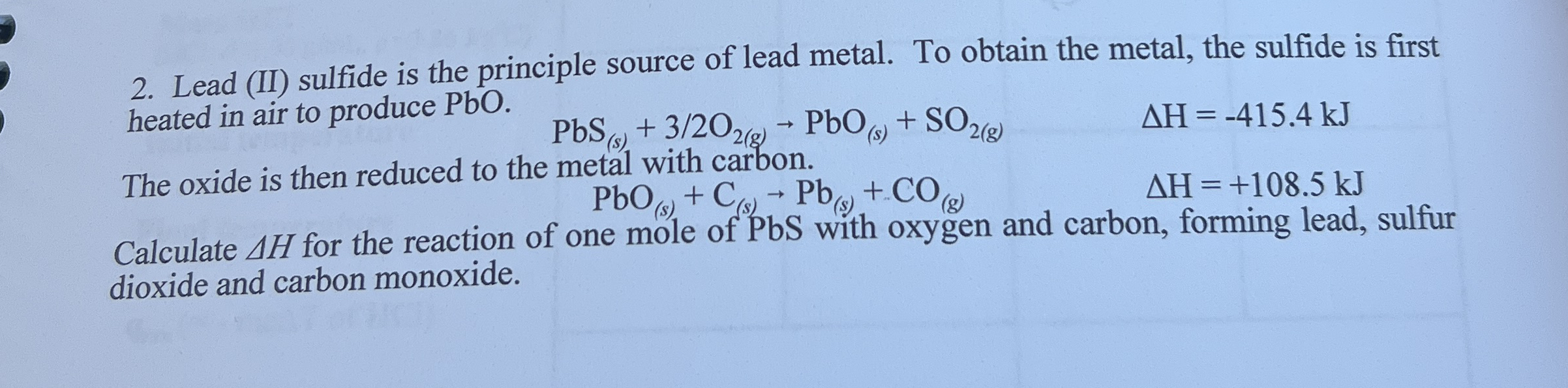 Solved Lead (II) ﻿sulfide is the principle source of lead | Chegg.com