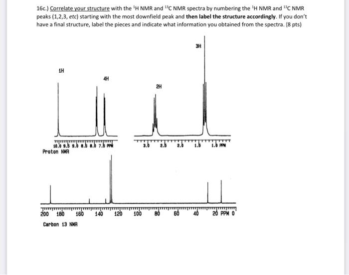 Solved 16a.) Using the following 1H NMR, 13C NMR, and IR | Chegg.com