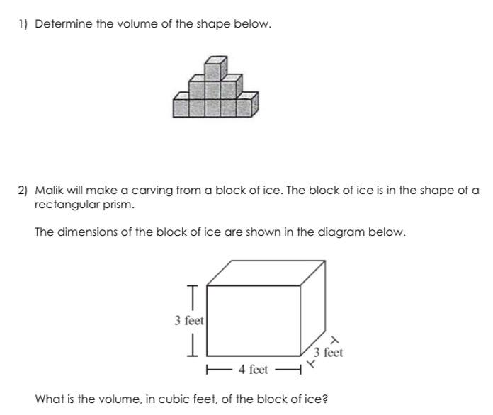 Solved 1) Determine the volume of the shape below. 2) Malik | Chegg.com