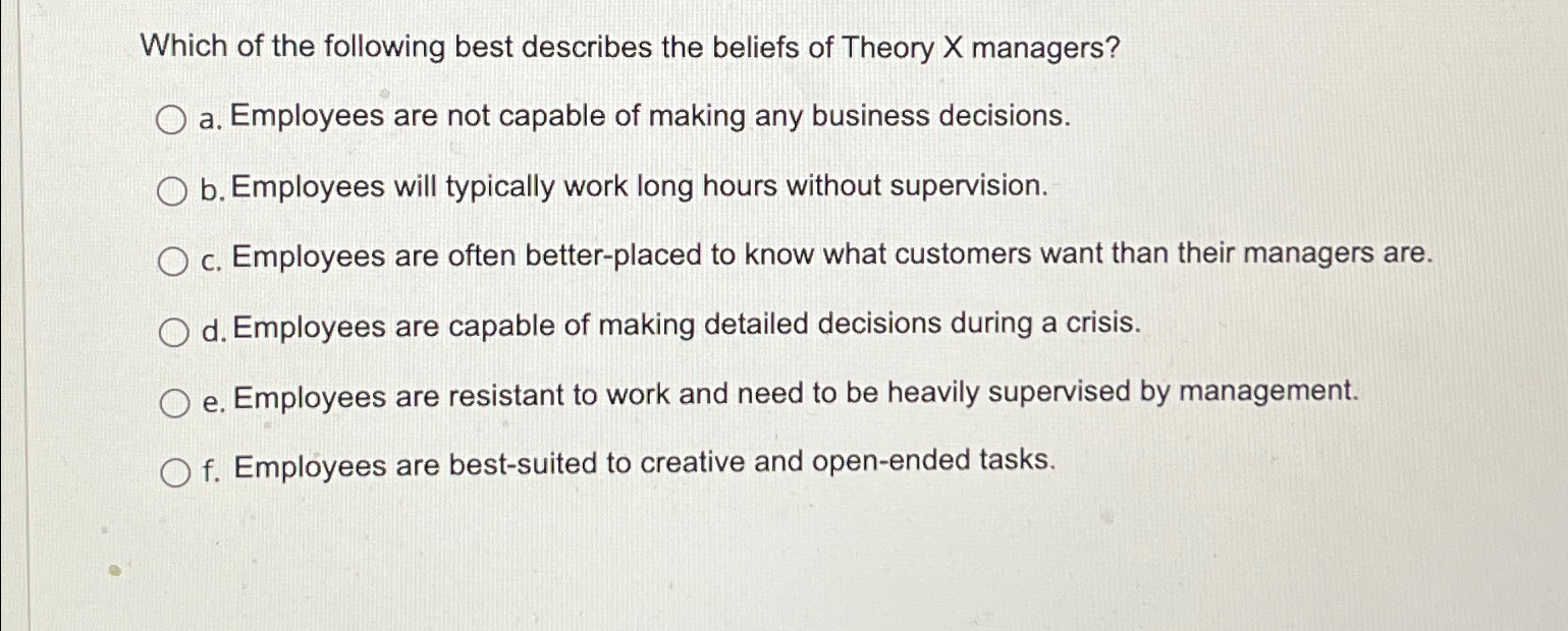 Solved Which of the following best describes the beliefs of | Chegg.com