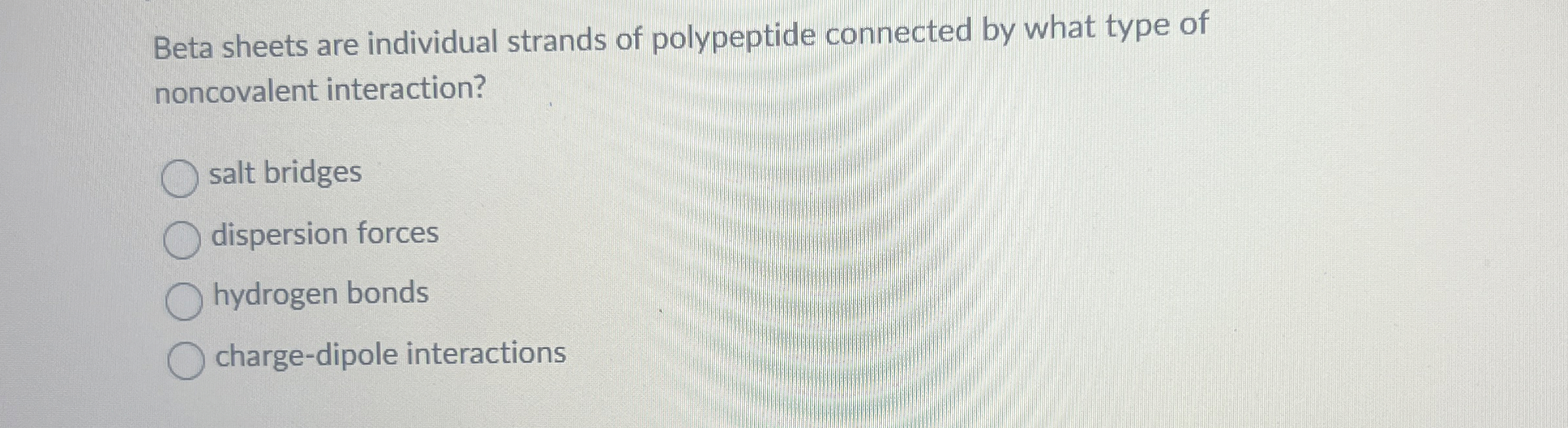 Solved Beta sheets are individual strands of polypeptide | Chegg.com