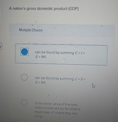 Solved A nation's gross domestic product (GDP)Multiple | Chegg.com