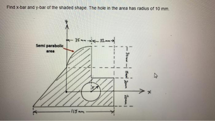 Solved Find X-bar and y-bar of the shaded shape. The hole in | Chegg.com