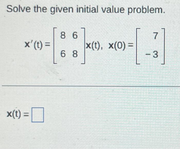 Solved Solve the given initial value problem. | Chegg.com