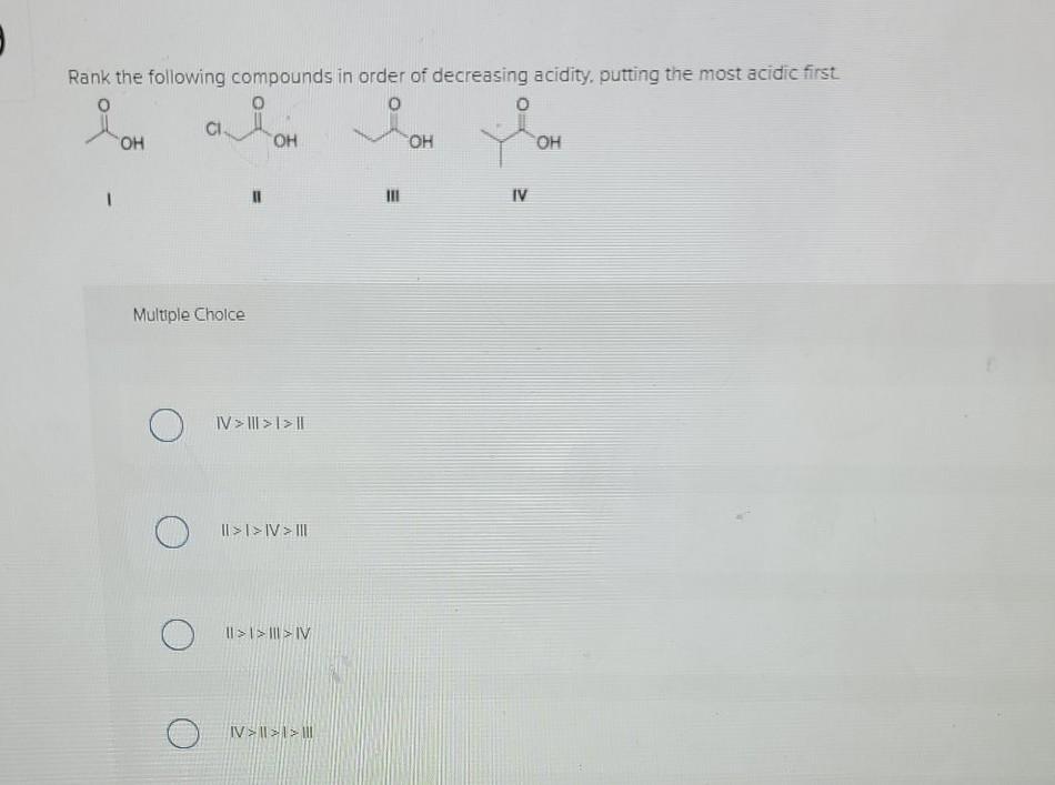 Solved Rank the following compounds in order of decreasing | Chegg.com