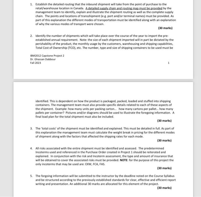 1. Establish the detailed routing that the inbound | Chegg.com