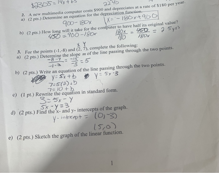Solved a) (P . -8--7 - -15-5 $2305=14x+63 2240 2. A new | Chegg.com
